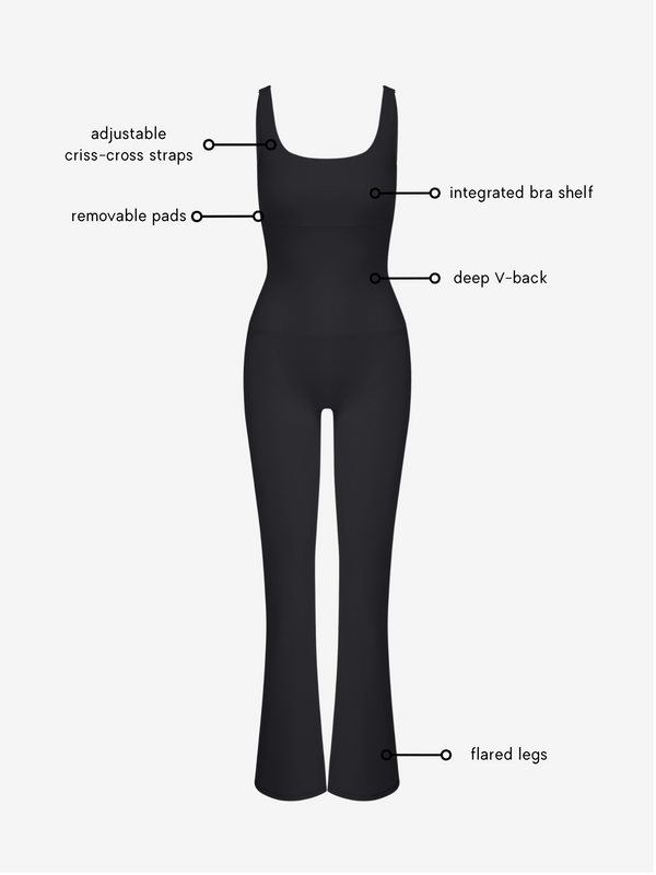 Anastasia Flared Leg Jumpsuit - Black – AMADAWEAR